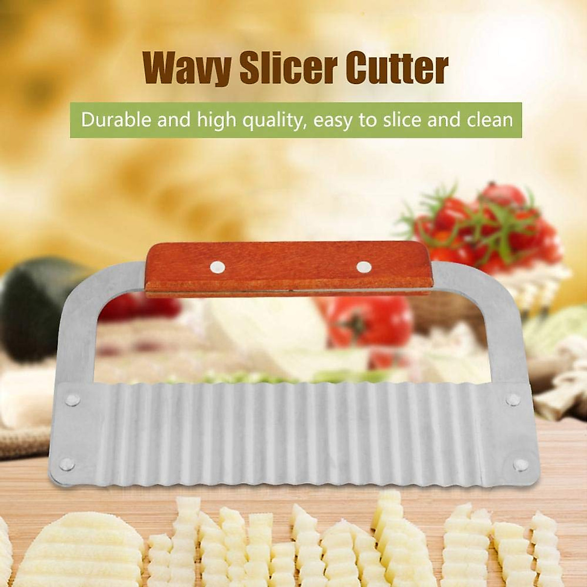 Soap Cutter, Hardwood Handle Wavy Slicer Cutter Vegetable Soap Molds Crinkle Slicer Cutter Cutting Tool for Kitchen