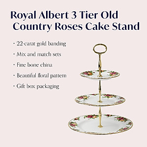 Royal Albert Old Country Roses Three-Tier Cake Stand, 11.5", Multi