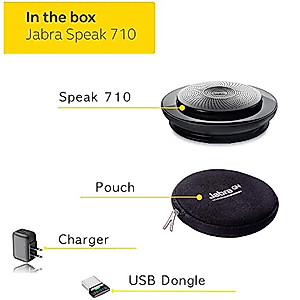 Jabra Speaker 710 Speakerphone - Speak Wireless Bluetooth Speaker UC Bundle, 7710-309, Wall Charger, USB Dongle - Computer, Mac Compatible w/Zoom, Skype, Webex, Meet, Smartphones, Tablets