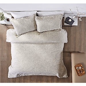 Better Trends Haven Damask Duvet Cover Collection 100% Cotton Tufted Unique Luxurious Soft Plush Woven Machine Washable Tumble Dry, Queen Set, Grey