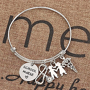 Kivosliviz School Nurse Appreciation Gifts Bracelet for Women School Nurses Week Gift Graduating Nursing Bangle Ornament Thank You Registered School Nurse Jewelry