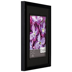 Gallery Solutions 11x14 Black Wood Wall Frame with Double Black Mat For 8x10 Image