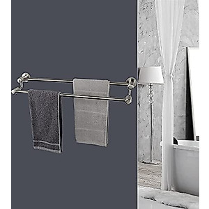 TocTen Double Bath Towel Bar - Thicken SUS304 Stainless Steel Towel Rack for Bathroom, Bathroom Accessories Double Towel Rod Heavy Duty Wall Mounted Towel Holder (Brushed,24IN)