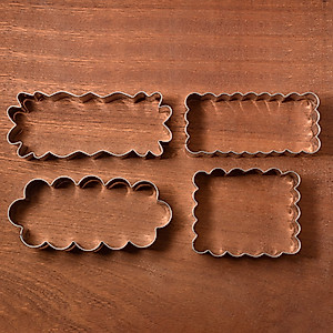 LILIAO Rectangle Scalloped Edge Cookie Cutter Set, Stainless Steel (Rectangle and Scalloped Edge 8-Piece Set)