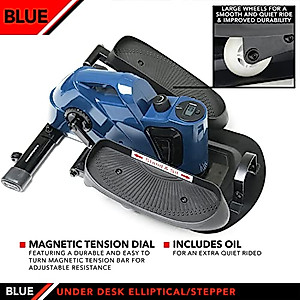 JFIT Under Desk and Stand Up Mini Elliptical/Stepper w/Adjustable Angle, Navy/Black
