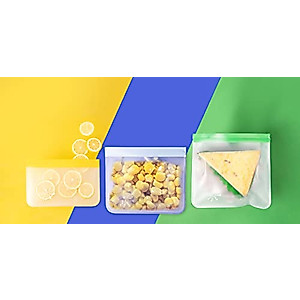 Aski Pro 8 Count Reusable Silicone Sandwich and Snack Bags with Bonus Towel, Pen and Labels-Leakproof, Washable and Eco-Friendly with Dual Ziplock Tops- Available in 3 Different Sizes