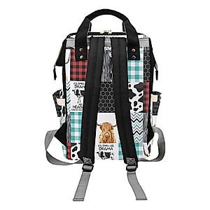 XOZOTY Highland Cow Patchwork Diaper Bags with Name Waterproof Mummy Backpack Nappy Nursing Baby Bags Gifts Tote Bag for Women