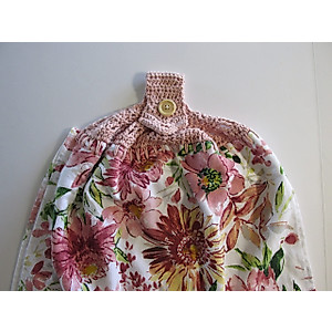 Pink & Gold Sunflowers Crochet Top Double Layer Fall Hanging Towel - Blush Cotton Crochet Top