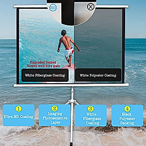 TRMESIA Portable Projector Screen 72inch with Foldable Tripod Stand,Upgrade Movie Screen for Projector,Pull Down Projection Screen 4:3 Ratio Screens & Carry Case Bag for Indoor Outdoor Movie Night