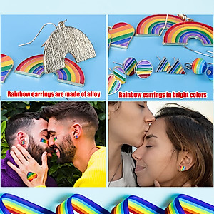 Rainbow Earrings, LGBTQ Pride Earrings, 6 Pairs Gay Pride Charm Alloy Enamel Dangle Earrings for Women and Men