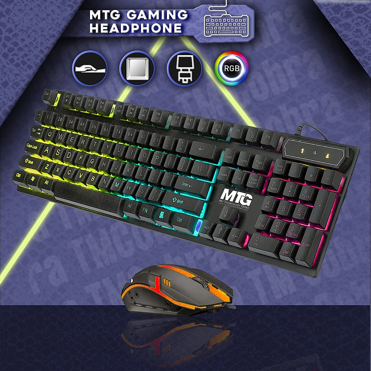 Gaming PC Computer, TechMagnet Cobra, Intel i5 8th Gen, GT 1030, 16GB RAM, 512GB SSD, 2TB HDD, 22 Inch LED Monitor, RGB Peripherals, Webcam, Win 11 Home (Renewed)