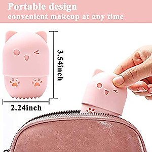 2 PCS Beauty Sponge Blender Container, TEOYALL Makeup Blender Sponge Holder Washable Reusable Protective Carrying Case (Pink/Blue)
