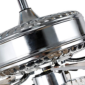 52" Crystal Ceiling Fan Chandelier, Remote Control, Reversible Motor & 5 Wood Reversible Blades, Chrome Finish