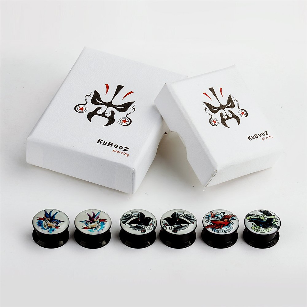 KUBOOZ(3 Pairs Double-Bird Acrylic Ear Plugs Tunnels Gauges Stretcher Piercings