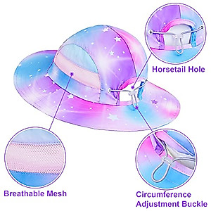 Kids Sun Hat for Girls Unicorn Bucket Hats UV Protection Summer Hat for Kids Wide Brim Fishing Hat 2-8 Years Blue Purple