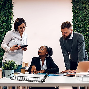 Hicarer 2 Pcs 2 Pcs Metal Paper Tray 11 x 17 Inch Iron Wire Grid Desk File Document Letter Tray 11 x 17 Paper Desk Organizer Wide Entry Basket for Office Home (Black)