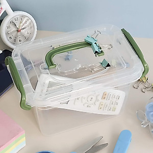 Ortodayes 6 Packs Mini Latch Storage Box, Plastic Clear Bins with Lids