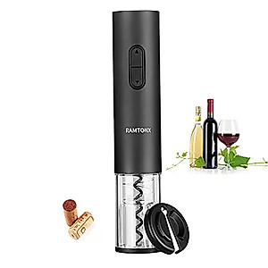Electric Wine Bottle Opener, Wine Opener Corkscrew Key Set with Foil Cutter,Automatic Reusable Easy Carry Black Wine Opener Gift for Waiter Women in Home Kitchen Party Bar Outdoor