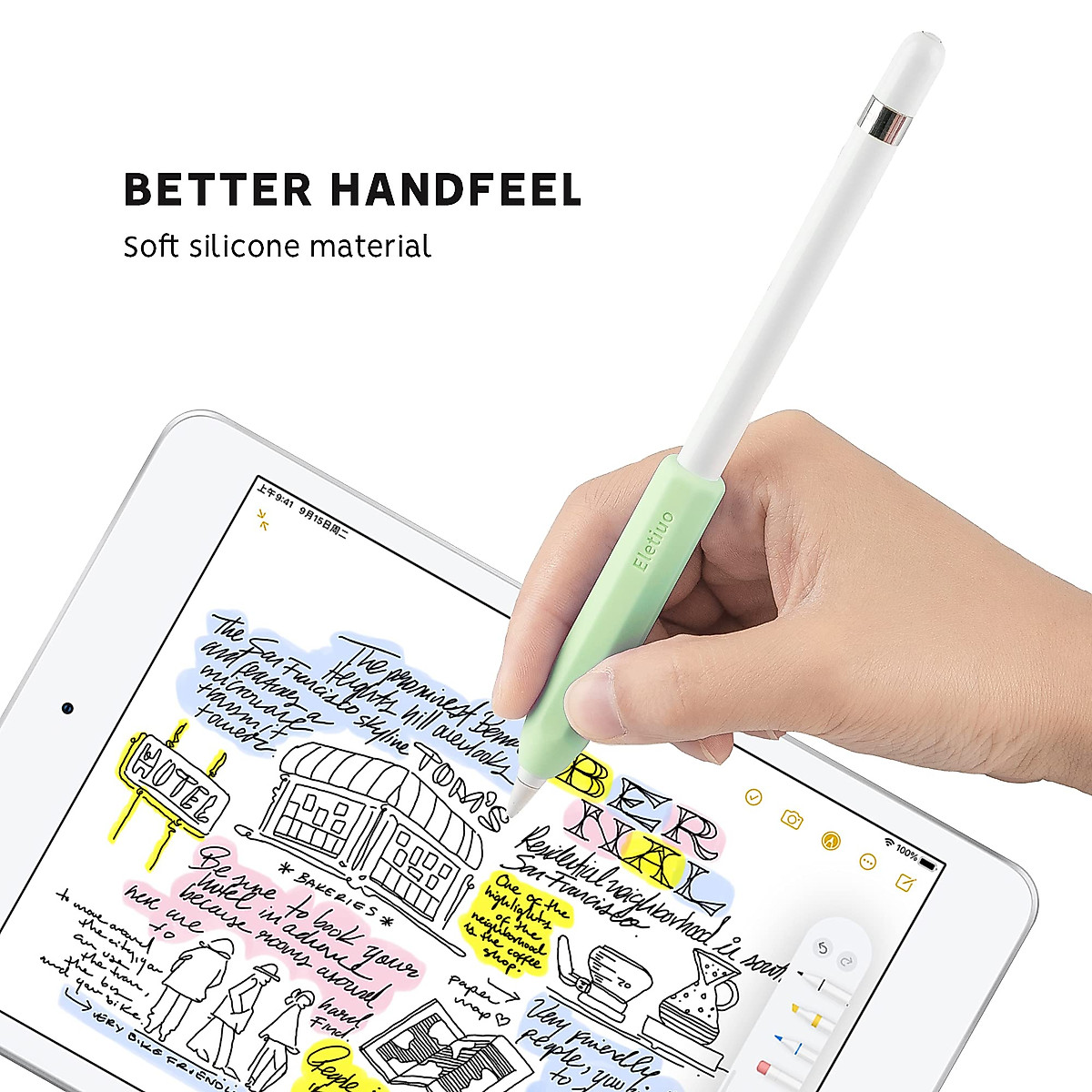 3 Sizes Silicone Grip Holder Protective Skin Sleeve Cover Case Accessories,Compatible with Apple Pencil 1st / 2nd Gen, for iPad Pro 9.7"/10.5"/11" /12.9",Mint Green (S, M, L)