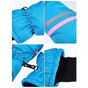 SATINIOR 6 Pairs Kids Winter Snow Mittens Waterproof Warm Ski Gloves Unisex Gloves for Cold Weather Children (for 6-12 Years)