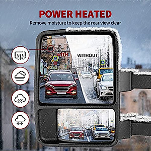 YITAMOTOR Towing Mirror Compatible with 2008-2016 Ford F250 F350 F450 F550 Super Duty, Left Driver Side Mirror Power Heated Telescoping Folding Turn Signal Light Black