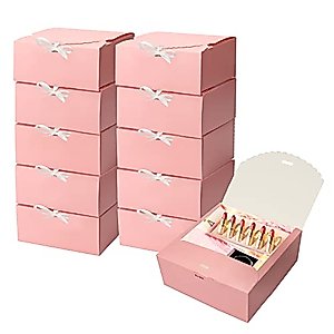 HYMENEX 12pcs gift boxes with Lids, Bridesmaid Proposal Box Pink , 8x8x4 inches with Ribbon for Presents Weddings Gift Chocolate Cupcake Crafting (Pink)