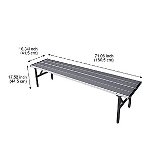 GL GLOBAL LIFE Collapsible Portable Picnic Table Benches, Folding Benches Seat for Outside Seating, Soccer, Sports Team Bench, Beach, Sideline, Camping, Foldable Bench Iron Tubes, Grey-71.06"