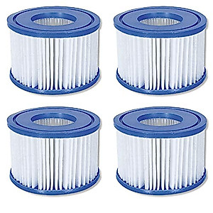 Bestway 90352E-BW Lightweight Filter Pump Type VI Replacement Drop Down Cartridges for SaluSpa Inflatable Hot Tub Spas (4 Pack)
