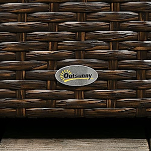 Outsunny Outdoor Deck Box, PE Rattan Wicker with Liner, Hydraulic Lift, and A Handle for Indoor, Outdoor, Patio Furniture Cushions, Pool, Toys, Garden Tools, Brown