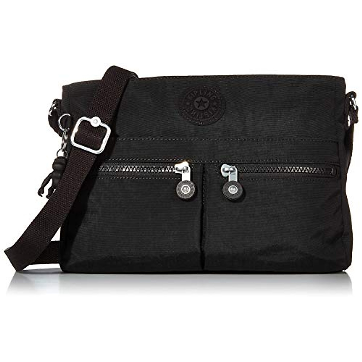 Kipling Women's New Angie Handbag, Lightweight Crossbody, Nylon Travel Bag, Black Noir