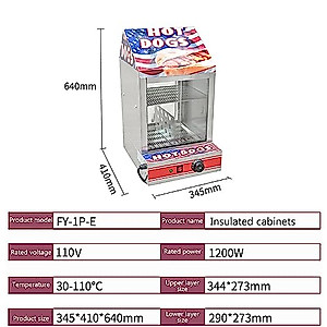 Commercial Food Warmer Display Cases,2-Tier Food Warmer,Heated Cabinet,Pastry Display Case for Pizza Hot Dog Hamburger Bread,etc,110V 1200W Temperature control range 30-110 ℃