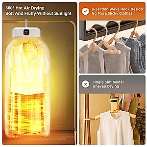 Portable Clothes Dryer, Mini Dryer with 4PCS Folding Clothes Hanger & Remote Control, Compact Foldable Small Dryer Machine, Portable Dryer Machine for Apartments, RV, Home, Travel