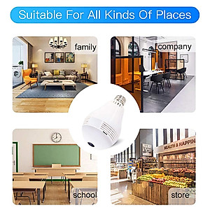 COSULAN Wireless 360 Panoramic Bulb Camera Security Camera Light Bulb - WiFi Surveillance IP Camera Lamp - 3D VR Display, Motion Detection, Floodlight and IR Night Vision, Alert Events, V380 App/P8