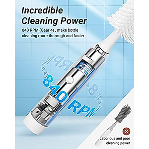 Electric Bottle Brush Set, Baby Bottle Cleaner Brush with Replaceable Brush Head, Electric Baby Bottle Brush for Water/Milk Bottles Cleaning, Water Bottle Cleaner for Pregnant Women,New Moms