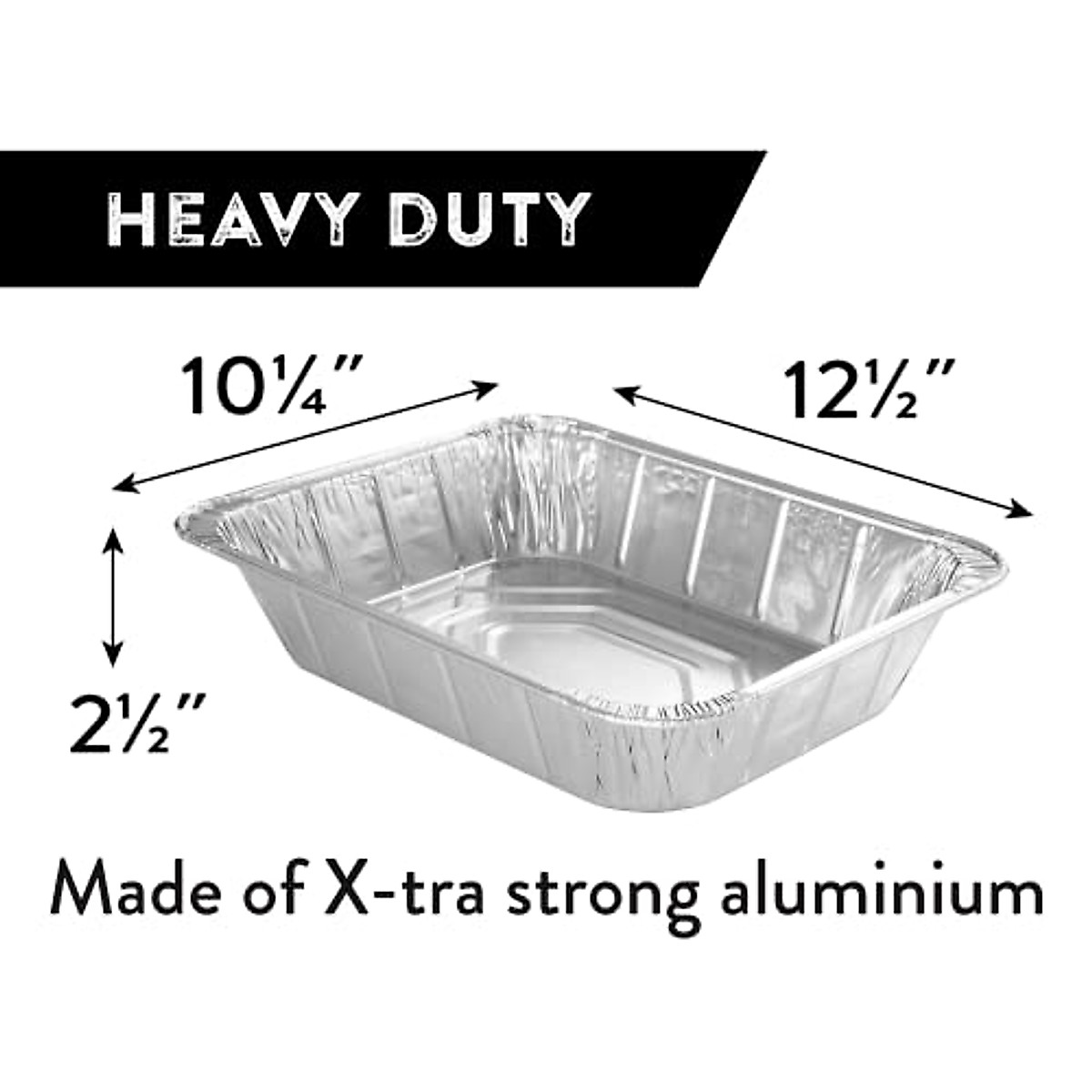 Aluminum Pans 9x13 (30-Pack) - EXTRA HEAVY DUTY - Durable Deep Half-Size Disposable Foil Tins for Grilling, Baking, Cooking, Roasting, Freezing, Serving Food & Lining Steam-Table Trays/Chafers
