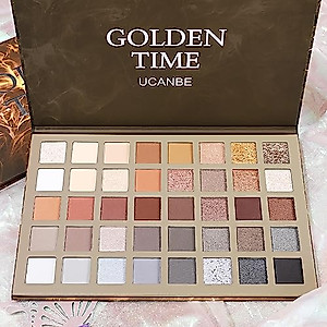 UCANBE Nude Eyeshadow Makeup Palette, 40 Color Matte Shimmer Glitter Eye Shadow, Warm Neutral Black Dark Grey Smoky Make Up Pallet Highly Pigmented Long Lasting Waterproof