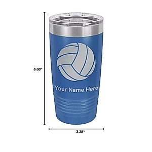 LaserGram 20oz Vacuum Insulated Tumbler Mug, Volleyball Ball, Personalized Engraving Included (Dark Blue)