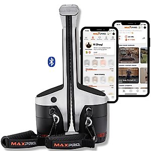 MAXPRO Fitness: Cable Home Gym | As Seen on Shark Tank | Versatile, Portable, Bluetooth Connected | 2-Year Warranty | Strength, HIIT, Cardio, Plyometric, Powerful 5-300lbs Resistance | Raw Metal