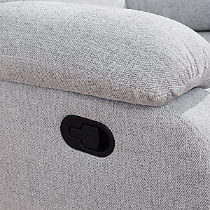 UOCFYK Lounge Comfy Linen Manual Reclining Sectional Sofa Modern Couch for Small Living Room/Dorm/Bedroom/Office/Apartment for Small Spaces, (Grey/White, Three-Piece)