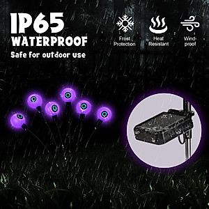 Halloween Decorations Outdoor Solar Lights: 4 Pack 24 LED Scary Eyeballs Purple Halloween Lights, IP65 Waterproof Solar Firefly Halloween Lights for Outside Yard Lawn Patio Pathway Party Garden Decor