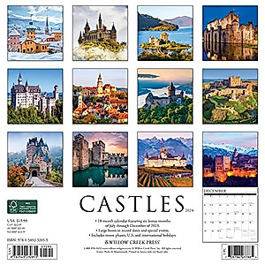 Willow Creek Press Castles Monthly 2024 Wall Calendar (12" x 12")