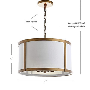 JONATHAN Y JYL3510B Thatcher 17" Metal LED Pendant Contemporary,Transitional Dimmable,2700K Cozy Warm Light, for Dining Room, Foyer, Bedroom, Modern, 4 Lights + Bulbs, Gold