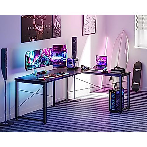ODK L Shaped Desk, Computer Corner Desk, Gaming Desk, Home Office Writing Desk, Modern Wooden Workstation Desk, Easy to Assemble, 53 Inch, Black