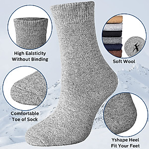 Kenning Pairs Men Heavy Thick Wool Socks Soft Warm Winter Socks Heavy Boot Thermal Socks for Men Cozy Winter Crew Socks for Cold Weather Hiking One Size