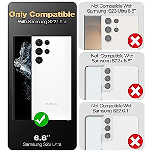 Dexnor for Samsung Galaxy S22 Ultra Case/6.8 inches, [Built in Screen Protector and Kickstand] Heavy Duty Military Grade Protection Shockproof Protective Cover for Samsung Galaxy S22 Ultra 5G,Black