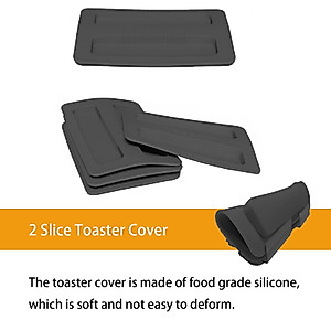 2 Pack Toaster Cover 2 Slice Toaster Cover Silicone Toaster Lid Bread Machine Cover Bread Maker Accessories (Black)