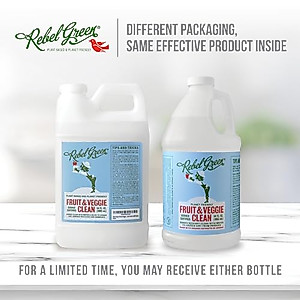 Rebel Green Fruit & Veggie Wash - Natural Produce Wash - Plant-Based Vegetable Wash - Fruit and Vegetable Wash with No Aftertaste - Sustainable Food Wash - (Half Gallon Refill Bottle)