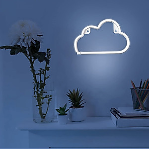 Cloud Neon Signs, LED Light for Wall Decor, Battery or USB Powered Sign Shaped Decoration Lights Bedroom Aesthetic Teen Girl Kid Room Christmas Birthday Wedding Party White
