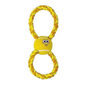 Buckle-Down Pet Rope Toy - Spongebob Squarepants Face Smiling + Yellow/Gold Yellow Rope