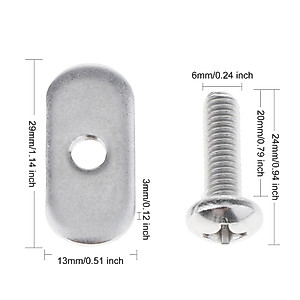 Dovewill 8 Stainless Steel Kayak Rail/Track Screws & Track Nuts Hardware Gear Mounting Replacement Kit for Kayaks Canoes Boats Rails